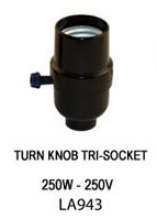 ATRON LA943 Turn Knob Tri-Socket, 250 V, 250 W, Phenolic, Brown ...